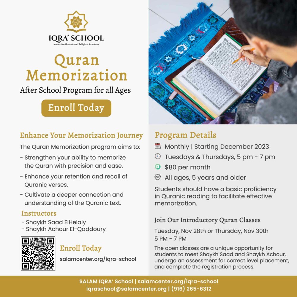 Quran Memorization Program - SALAM Islamic Center
