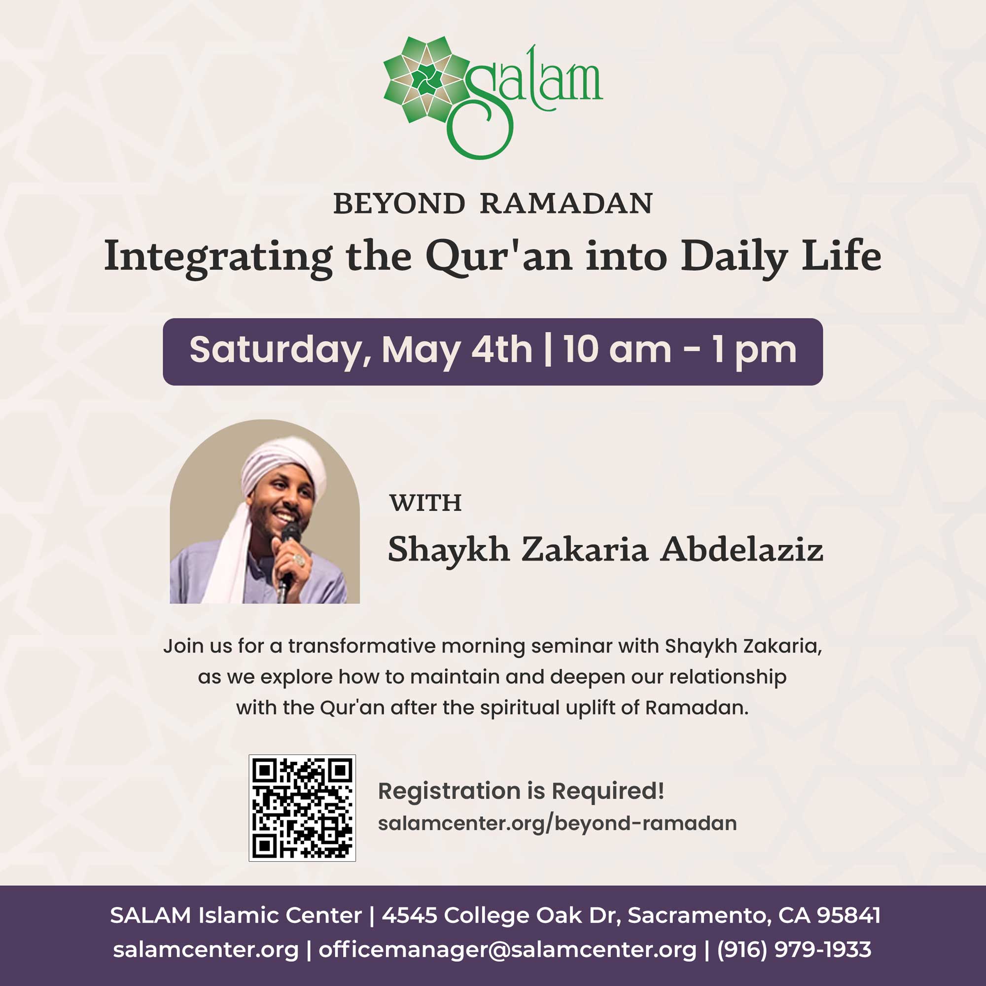 Integrating the Qur'an into Daily Life - SALAM Islamic Center